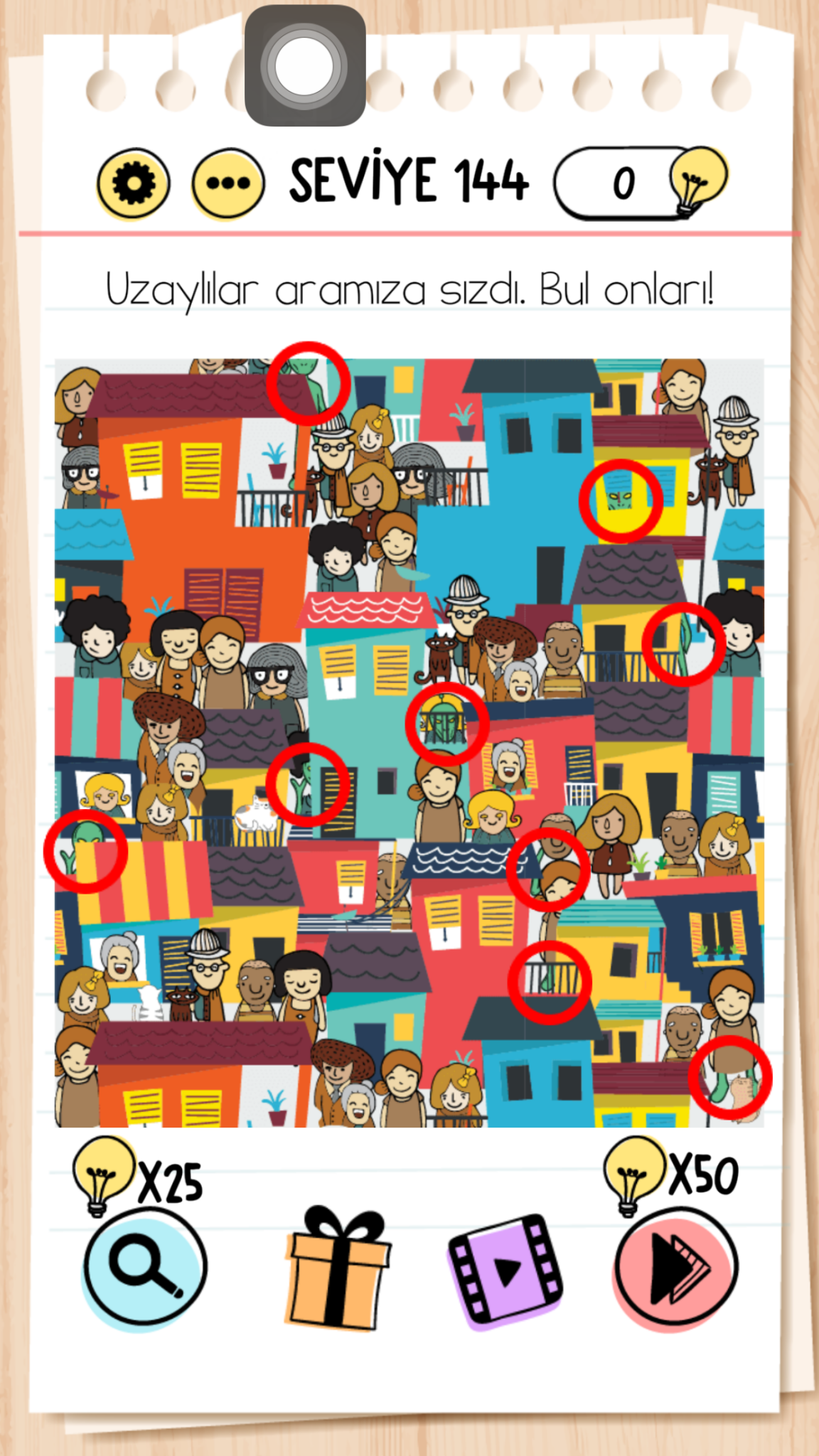 Brain Test 144. Seviye “Uzaylılar Aramıza Sızdı Bul Onları” Sorusunun ...